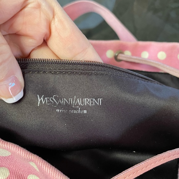 Yves Saint Laurent | Bags | Yves St Laurent Pink Canvas Drawstring Bag ...